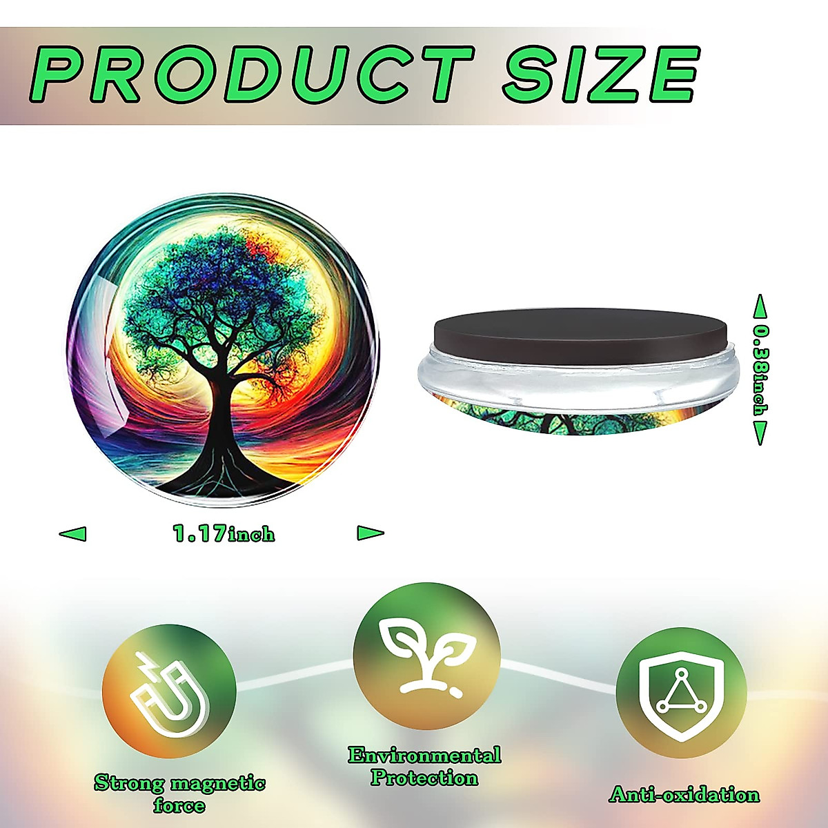 DARUITE 12Pcs Glass Fridge Magnet Refrigerator Magnets Fridge Small Magnets Fridge Magnets for Whiteboard Cute Magnets Decoration for Whiteboard Office Classroom Kitchen Cabinet Dishwasher (Life Tree)