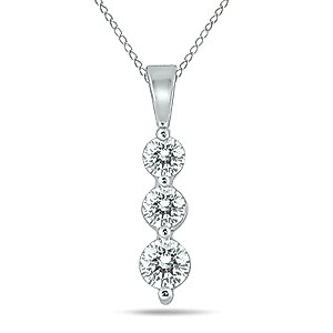 1/2 Carat TW Three Stone Diamond Pendant in 10K White Gold