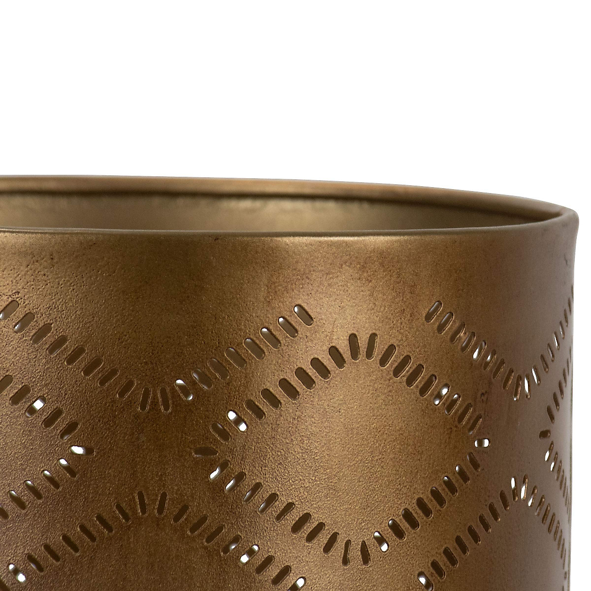 Foreside Home & Garden Brass Antique Large Pierced Metal Pillar Candle Holder