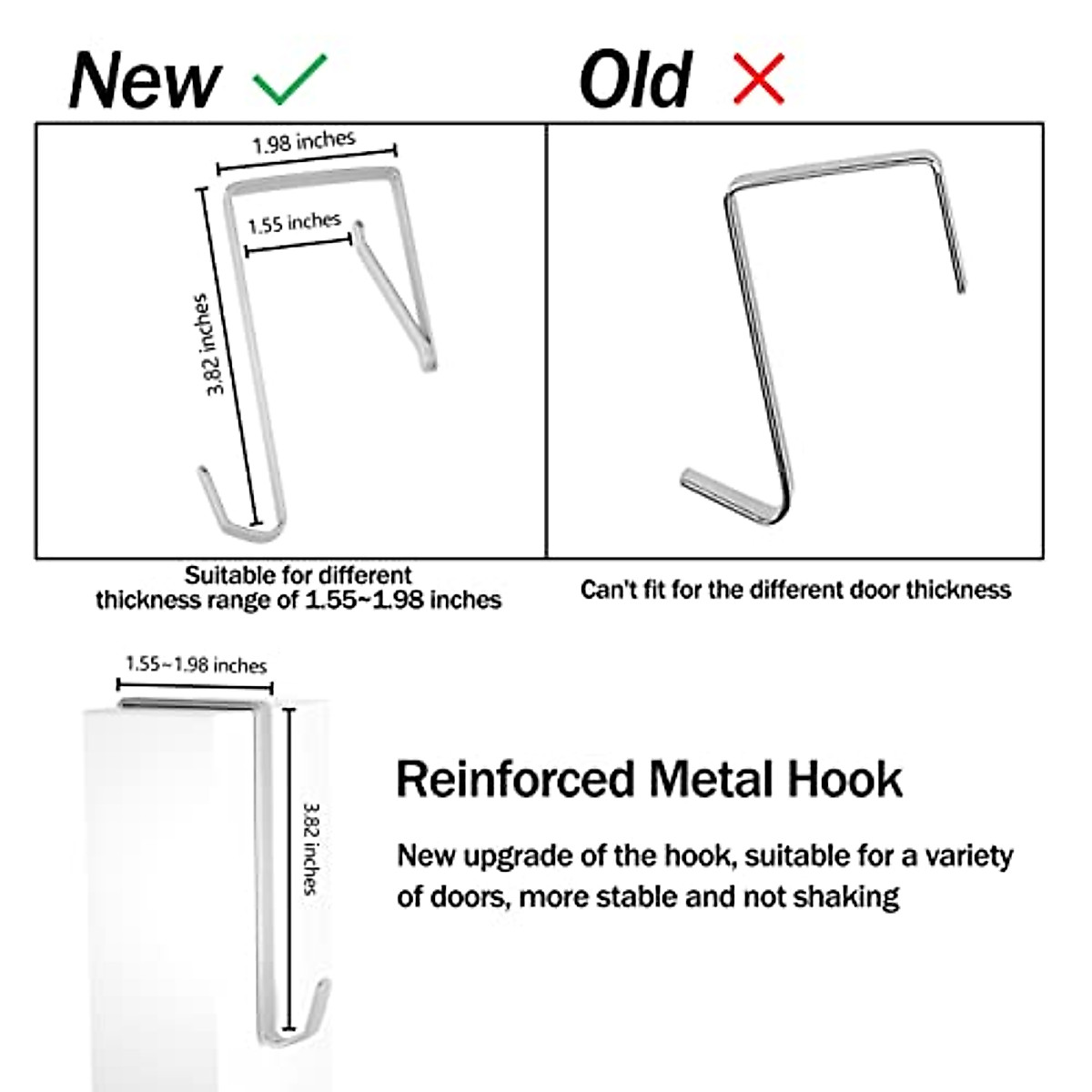 coastal rose Over The Door Shoe Organizer, 6-Tier Shoe Rack for Closet Door with Large Deep Pockets & 4 Metal Hooks, Hanging Storage Organizer for Baby Diaper, Shoe, Closet, Bathroom, Nursery, Gray