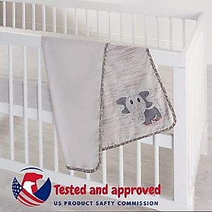 Super Soft Minky Baby Blanket - Embroidered Elephant Design, Jungle Safari Theme, 30x40 Inches, Gender-Neutral Baby Blanket for Boys & Girls.