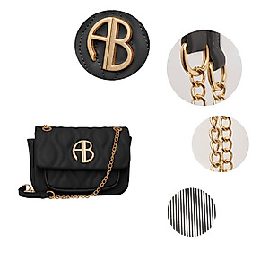 Alexis Bendel Women’s Vegan Leather Quilted Shoulder Handbag Crossbody W/Chain Strap