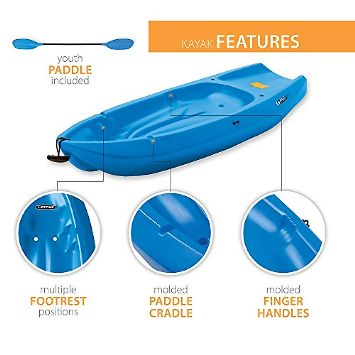 Lifetime Youth Wave Kayak (Paddle Included), Blue, 6'