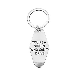 ENSIANTH Hotel Keychain Clueless Inspired Keychain You're a Virgin Who Can't Drive Motel Key Tag (Who Can't Drive)