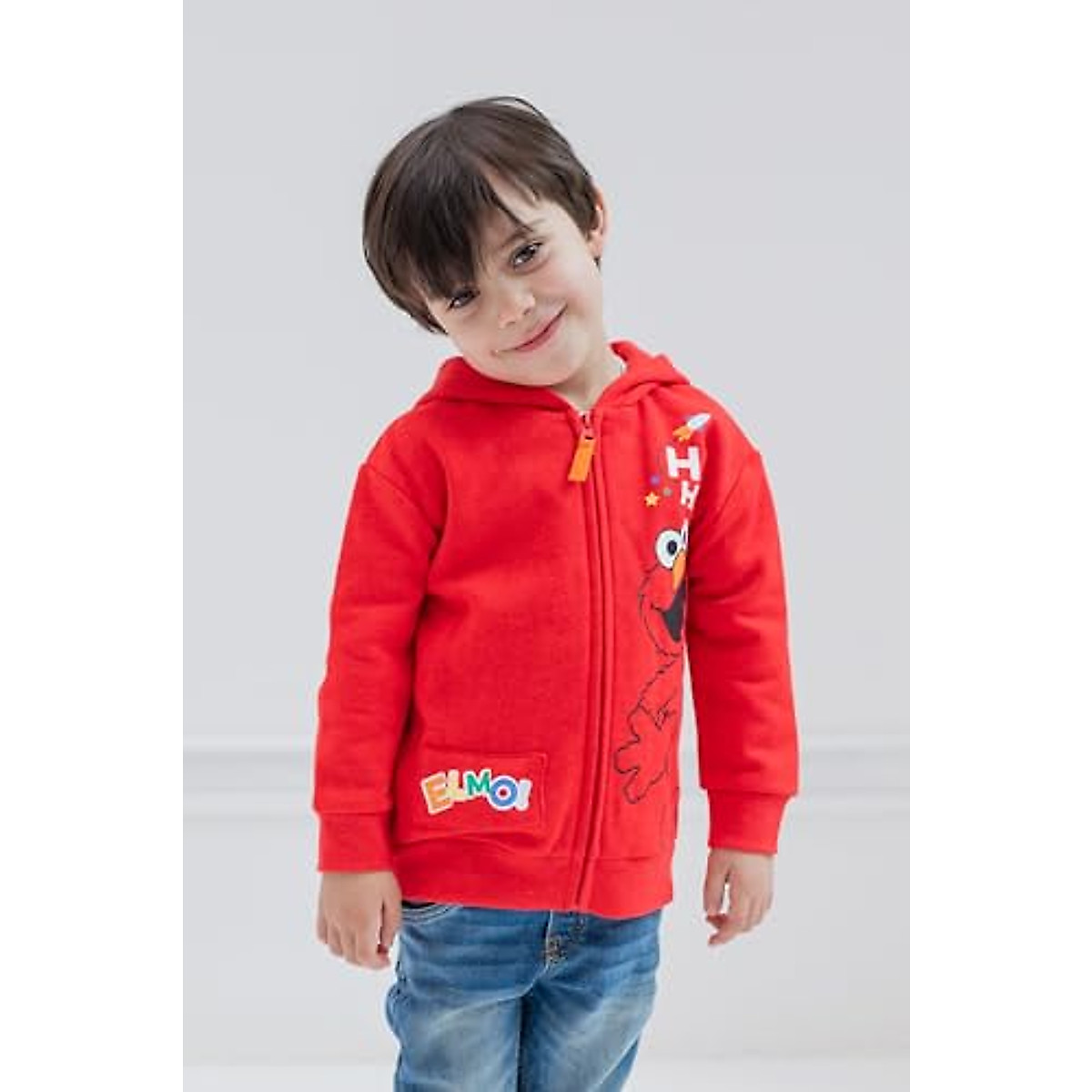 Sesame Street Elmo Toddler Boys Fleece Zip Up Hoodie Red 2T