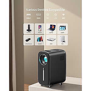 Movie Projector Bluetooth WiFi Portable: Mini 4K Projectors Native 1080P Full HD 12000L Outdoor Video Wireless TV Home Theater Indoor Compatible with Phone Laptop PC TV Stick