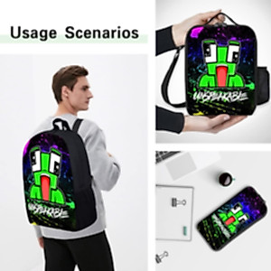 UZIAH 3Pcs Anime Backpack Set Cartoon Backpack Set 17 Inch with Lunch Bag Pencil Case Book Bag Backpack