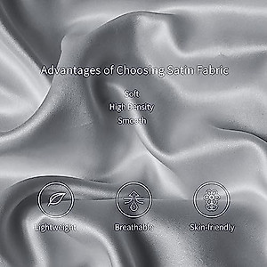LXMGED Satin Silk Pillowcases for Skin and Hair,Set of 2 Satin Pillow Cases for Women with Envelope Closure,Soft Breathable Smooth Cooling Silk Pillow Covers for Gifts，Silver Grey，Standard (20" x 26")