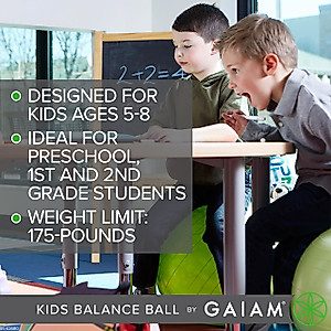Gaiam Kids Balance Ball Chair Ball - Extra Balance Ball for Kids Balance Ball Chair, Green, 38cm