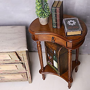 End Tables Solid Wood Side Table, 2-Tier End Table with Storage Shelf and Drawer, Narrow Nightstand Bedside Table for Small Spaces, Bedroom, Living Room, Entryway, Farmhouse Side Tables Bedroom