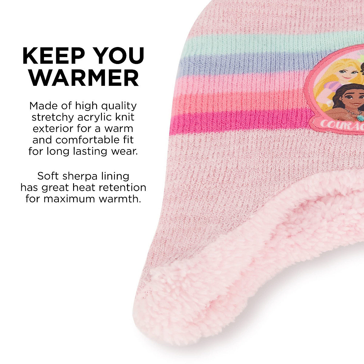 Disney Girls' Toddler Winter Mittens 2-4 Or Princess Hat and Kids Gloves Set for Ages 4-7, Pink with Fleece