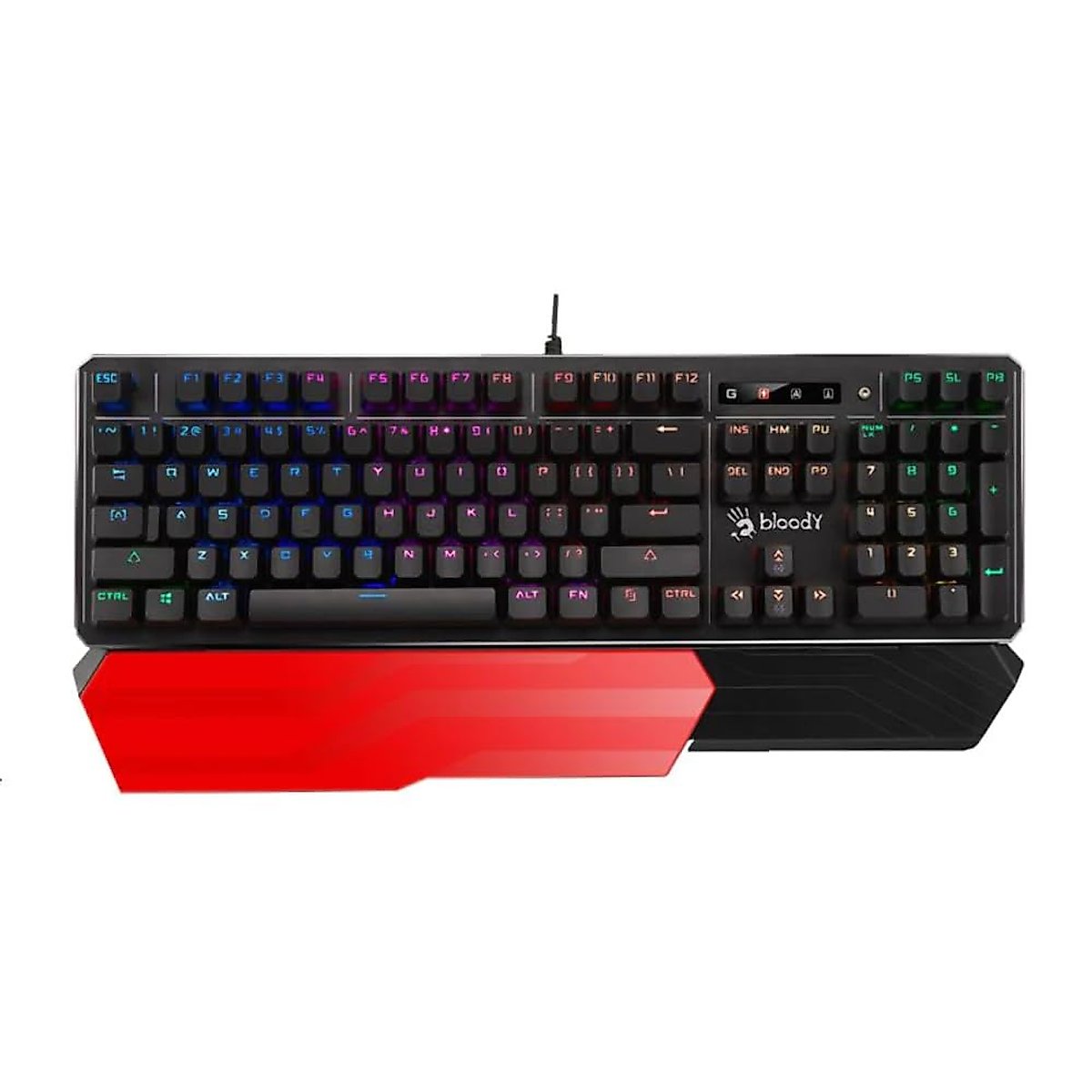 BLOODY B975 Optical Switch Gaming Keyboard Gaming | Fastest Keyboard Switches in Gaming | Full Size | RGB LED Backlit Keyboard | Smooth & Linear Key Feedback | Detachable Wrist-Rest Design