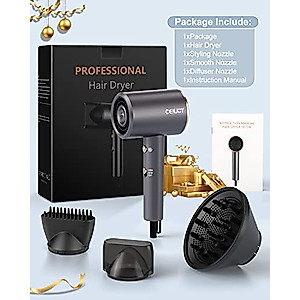 CENJOY Hair Dryer - Blow Dryer with Diffuser, 1875W Negative Ions Hairdryer for Fast Drying, Constant Temperature, 2 Heating/2 Speed/Cool Setting, Lightweight Compact Portable Quiet for Home, Travel