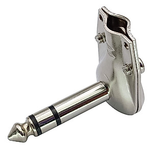 AAOTOKK Right Angle 6.35MM Adapter Golden Plated 90 Degree 3 Pole 6.35mm 1/4 Inch Stereo TRS Male Flat Pancake Style Plugs Connectors for Speaker,Patch Cable,Guitar(4 Pack/3 Pole)