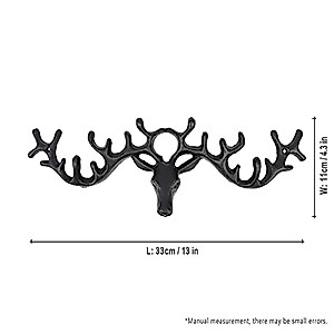 30GO Rustic Antler Key Hooks with Screws, Heavy Duty Coat Hooks for Wall, Decorative Towel Hooks, Large Cast Iron Hooks for Home Decor, Bathroom, Entryway