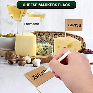 22 Pieces Cheese Knife Set, Butter Spreader Knife Set, Charcuterie Board Accessories Utensils Mini Serving Tongs Spoons and Forks Blank Toothpick Flags for Butter, Cheese, Jam and Wedding Christmas