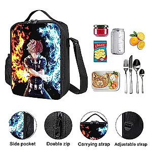 Cejburw Anime Manga Lunch Box, Durable Insulated Leakproof Lunch Bag Large Tote Meal Bag for Travel, Wear Resistant Casual Lunchbox (Black2, One Size)