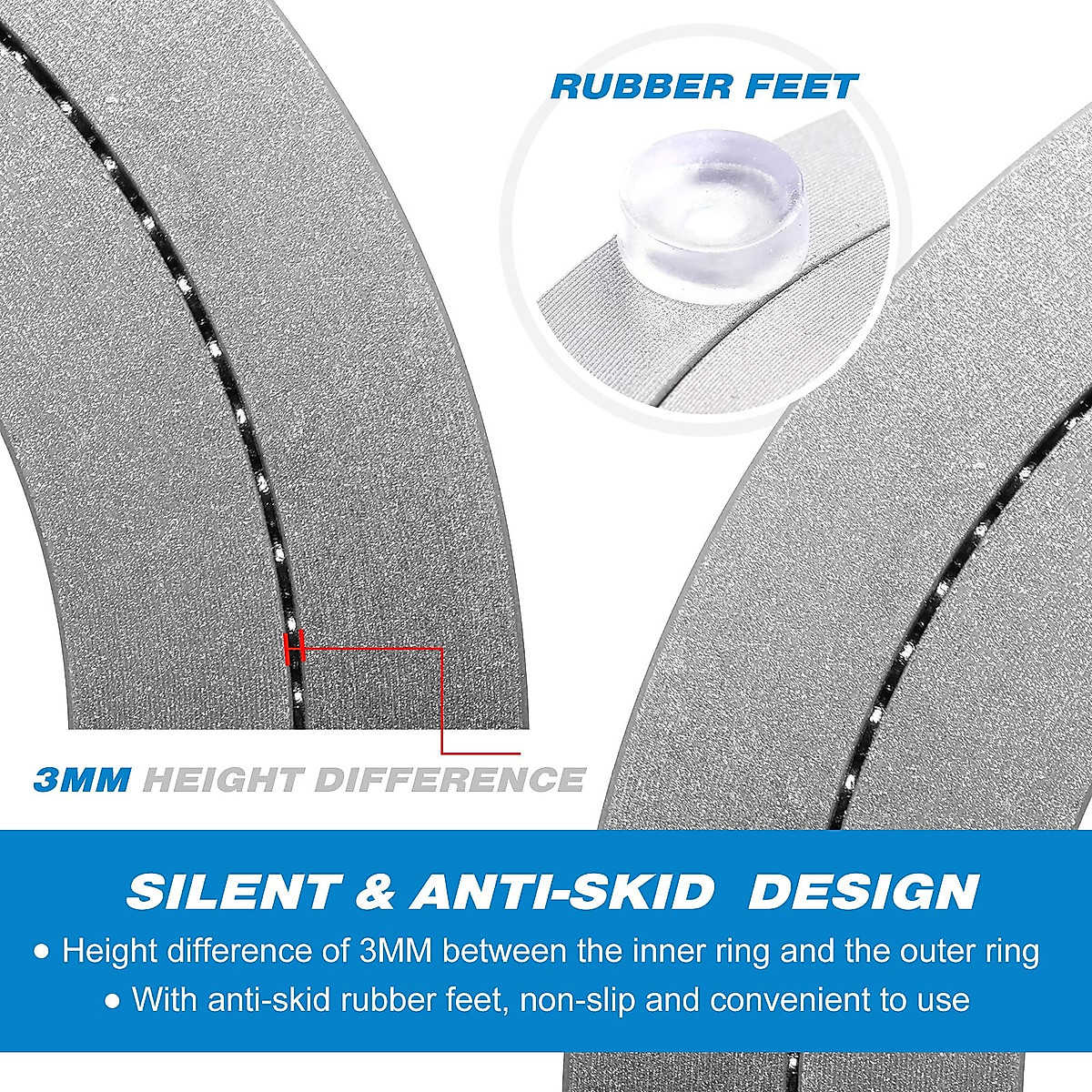 Hicarer 3 Pack 5.5 Inch Lazy Susan Bearing Hardware Turntable Heavy Duty Aluminum Small Lazy Susan Rotating Turntable Kitchen Base Turn Rotary Bearing Swivel Plate for Heavy Loads