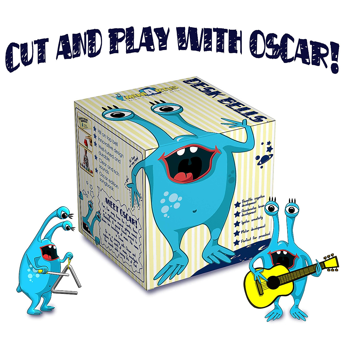 MINIARTIS Desk Bells for Kids | Educational Music Toys for Toddlers 8 Notes Colorful Hand Bells Set | Kids Musical Instrument with 15 Songbook | Great Birthday Gift for Children