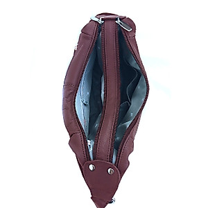 Roma Leathers Leather Shoulder Purse - Double Main Compartments, Long Adjustable Strap - Brown