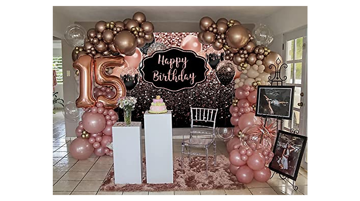 Pink Rose Gold Birthday Backdrop for Memorable Parties