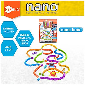 HEXBUG Nano Land, Sensory Toys for Kids & Cats with Over 40 Pieces & 3 Nano Bugs, STEM Kits & Mini Robot Toy for Kids Ages 3 & Up, Batteries Included