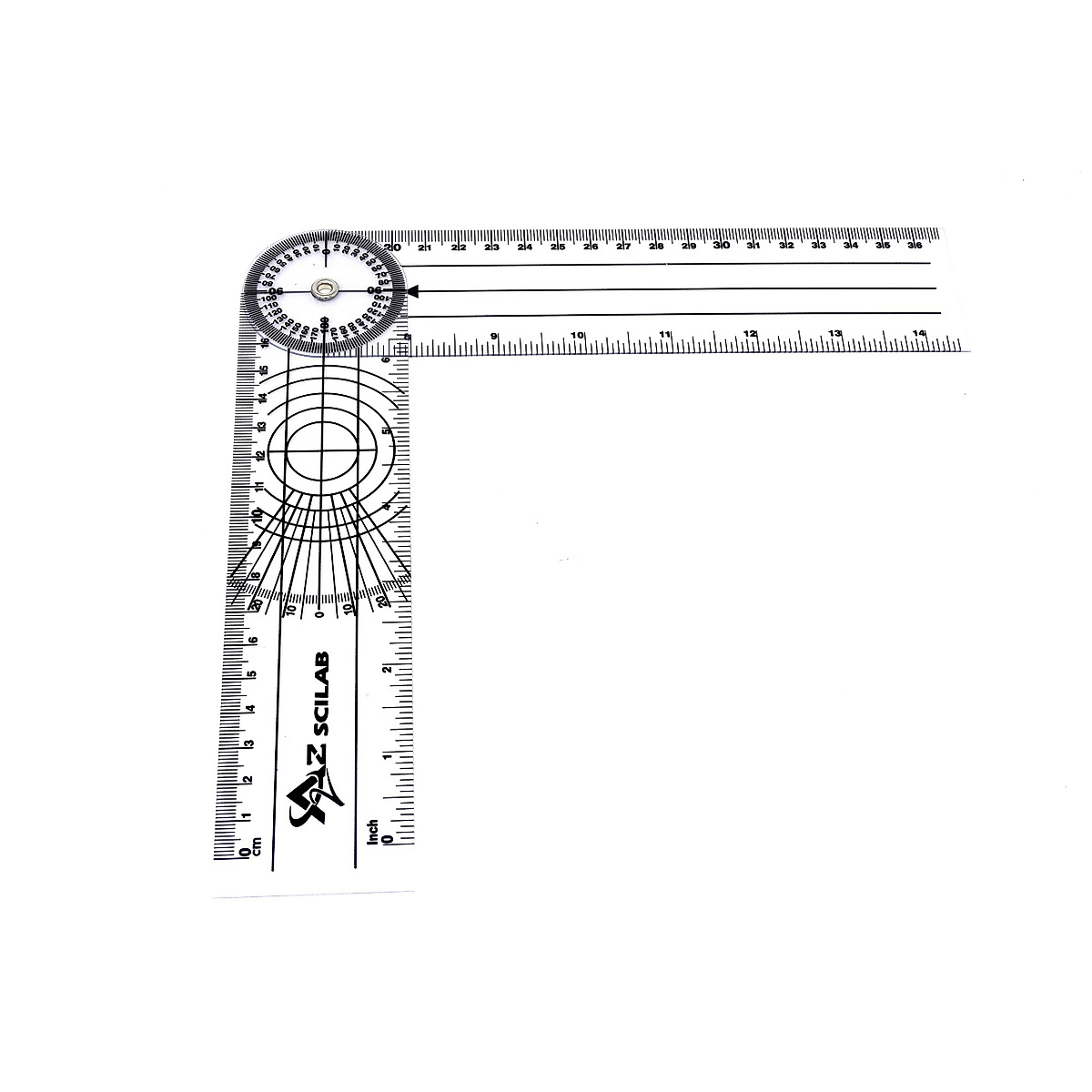 A2ZSCILAB Plastic 8" Spinal Goniometer 360 Degree ISOM Physical Therapy Angle Protractor Ruler
