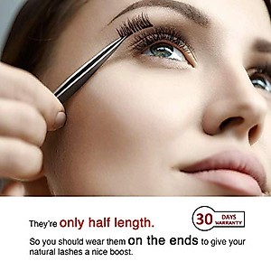 No Glue Magnetic Eyelashes Natural Look, Half Eye 2 Magnets Reusable False Eyelashes with Applicator