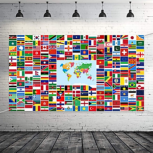 World Flag Banner International Flags Banner Country Flags Banner Backdrop Decoration with Brass Grommets