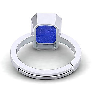 LMDPRAJAPATIS Natural Certified 7.50 Carat Original Unheated Untreatet Blue Sapphire (Neelam) 925 Sterling silver Ring Octagon Shape For Men & Women's