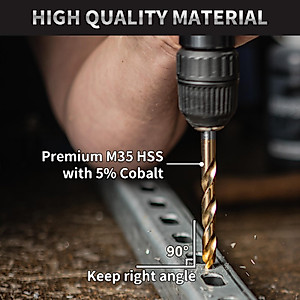 Cobalt Drill Bit Set 115 PCS, M35 High Speed Steel Bits for Hardened Metals Cast Iron, Stainless Steel, Plastic and Wood,with Metal Index Storage Box, 1/16"-1/2", A - Z, 1-60