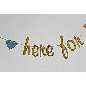 Here for the Sex Banner, Glitter Gender Reveal Bunting, He or She Decors, Boy or Girl Baby Shower Party Decorations, Gold