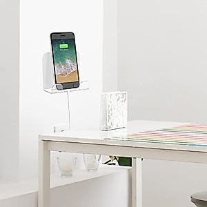 Cosmos 2 Pcs Wall Mount Phone Holder Cell Phone Wall Holder Smartphone Charging Stand Bedside Organizer Storage Bracket Compatible with Most Phone and Mini Tablet for Home Office Bedroom Living Room