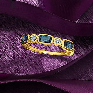 Ross-Simons 0.90 ct. t.w. London and Sky Blue Topaz Ring in 14kt Yellow Gold. Size 9