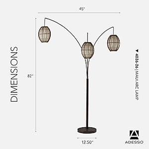 Adesso 4026-26 Maui Arc Lamp, 82 in, 3x60W Incandescent,13 CFL, Antique Bronze, 1 Floor Lamp