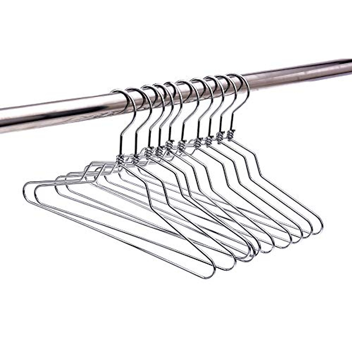 10 Quality Metal Children Hangers, Swivel Hook, Stainless Steel Heavy Duty Wire Clothes Hangers (10, Kids - 12" inch)