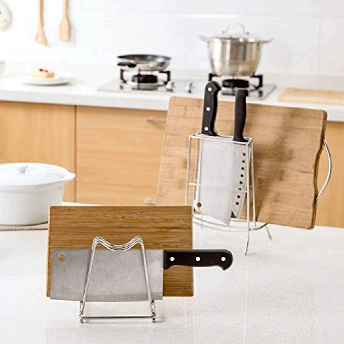 Double Layer Gadgets Stainless Steel Pan Pot Cover Lid Rack Stand Spoon Holder Cabinet Storage Cookware Organizer (Size : B)