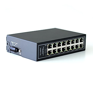 WIWAV WDH-16ET-DC 10/100Mbps Unmanaged 16-Port Industrial Ethernet Switches with DIN Rail/Wall-Mount (UL Listed, Fanless, -30°C~75°C)