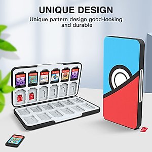 HEIYING Switch Game Card Case for Nintendo Switch & OLED & Lite,Custom Pattern Memory Storage Holder with 24 Game Card Slots and 24 Micro SD Cards Slots