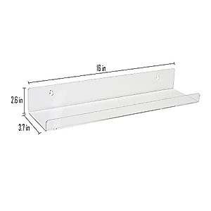 2 Packs 16 in Clear Wall Floating Bookshelves Shelf Organizer Toys Display Collection Wall Bedroom Shelves for Kitchen Spice Rack Acrylic Invisible Bookshelf Home Wall Décor Photoes Ledge Space Saver