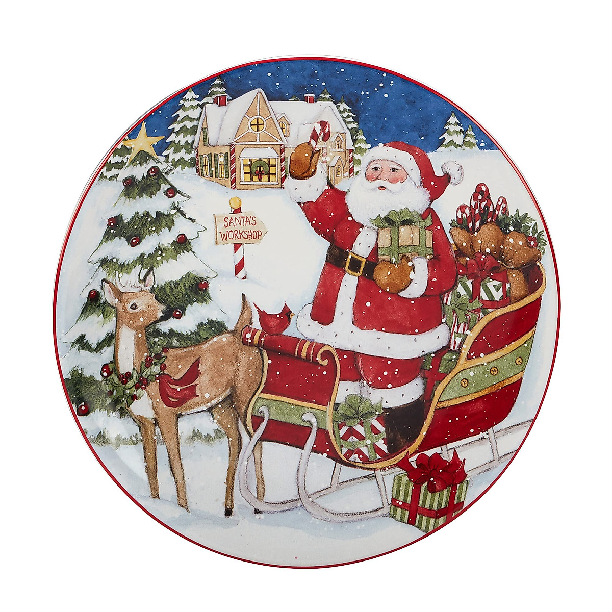 Certified International Santa's Workshop 9" Dessert/Salad Plates, Multicolor, Medium, Set of 4