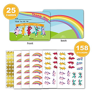 Gooji Funny Unicorn Thank You Cards – 25pcs Double Sided 4.25x6 Unicorn Thank You Cards With 25 Envelopes – Magical Cards For Baby Shower, Birthday Party And Girls Birthday Party Supplies