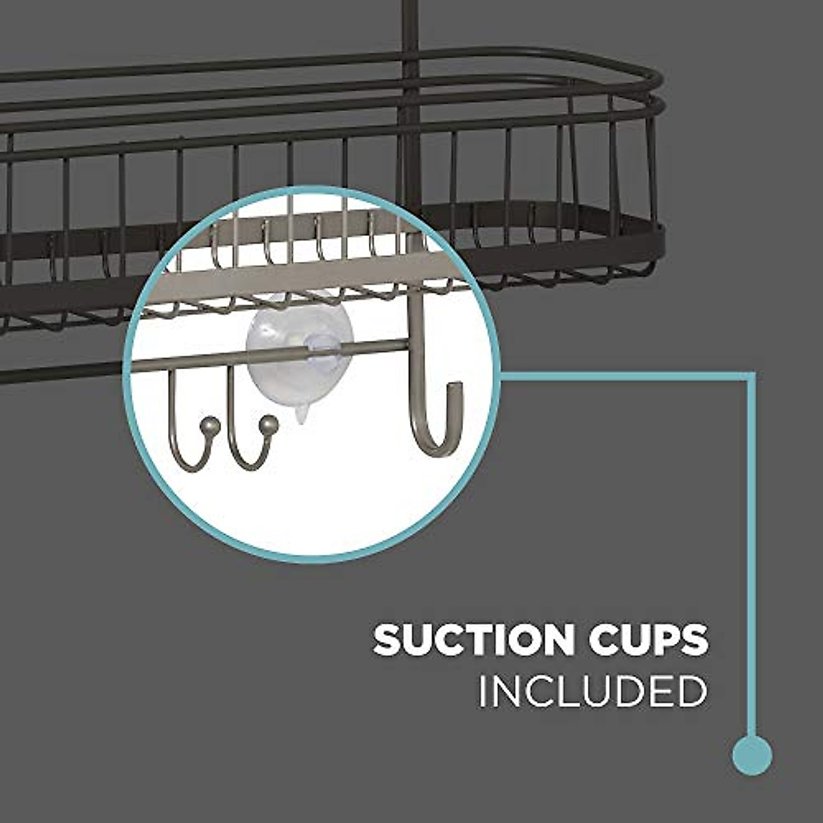 Zenna Home Extra Wide Hanging Over-the-Shower Caddy, Satin Nickel