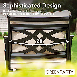 GREEN PARTY 4-Pieces Patio Furniture Set, Outdoor Metal Patio Conversation Set with Fire Pit Table, Patio Sofa with Cushions, Beige