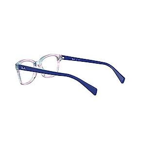 Ray-Ban Junior Girls' RY1591 Square Prescription Eyeglass Frames, Violet Striped Multicolor/Demo Lens, 48 mm