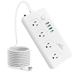 Jinvoo Power Strip Surge Protector 1 Type-C 1 Quick Charges 40W USB C 3 USB 4 AC outlets 5ft Extension Cord Flat Plug for Home Office Hotel