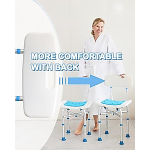 FSA HSA Heavy Shower Chair for Inside Shower with Back, Padded Shower Chair for Inside Bathtub with Grab Bar, Adjustable Shower Stool for Inside Shower for Senior/Elderly/Pregnant by SOUHEILO