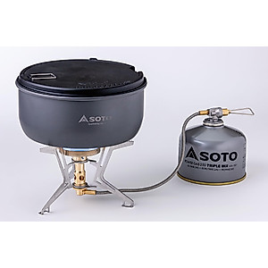 SOTO Fusion Trek Stove, Butane, Wind Resistant, Micro Regulator, 3 Legs, 3260 Energy Output, 16.9x5.5x3.9in, 6.4oz, Metal, Japan