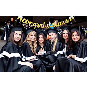Congratulations Banner|Wedding|Anniversary|Graduation|Retirement Party Decorations Supplies Shimmering Gold Letters Banner Cheers