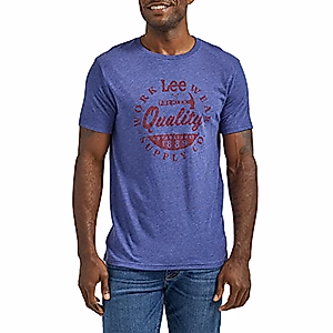 Lee Men's Short Sleeve Graphic T-Shirt, Anthem Blue Heather Quality Workwear